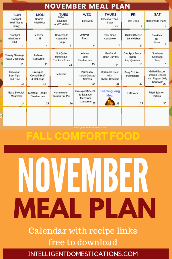 November Meal Plan - Intelligent Domestications
