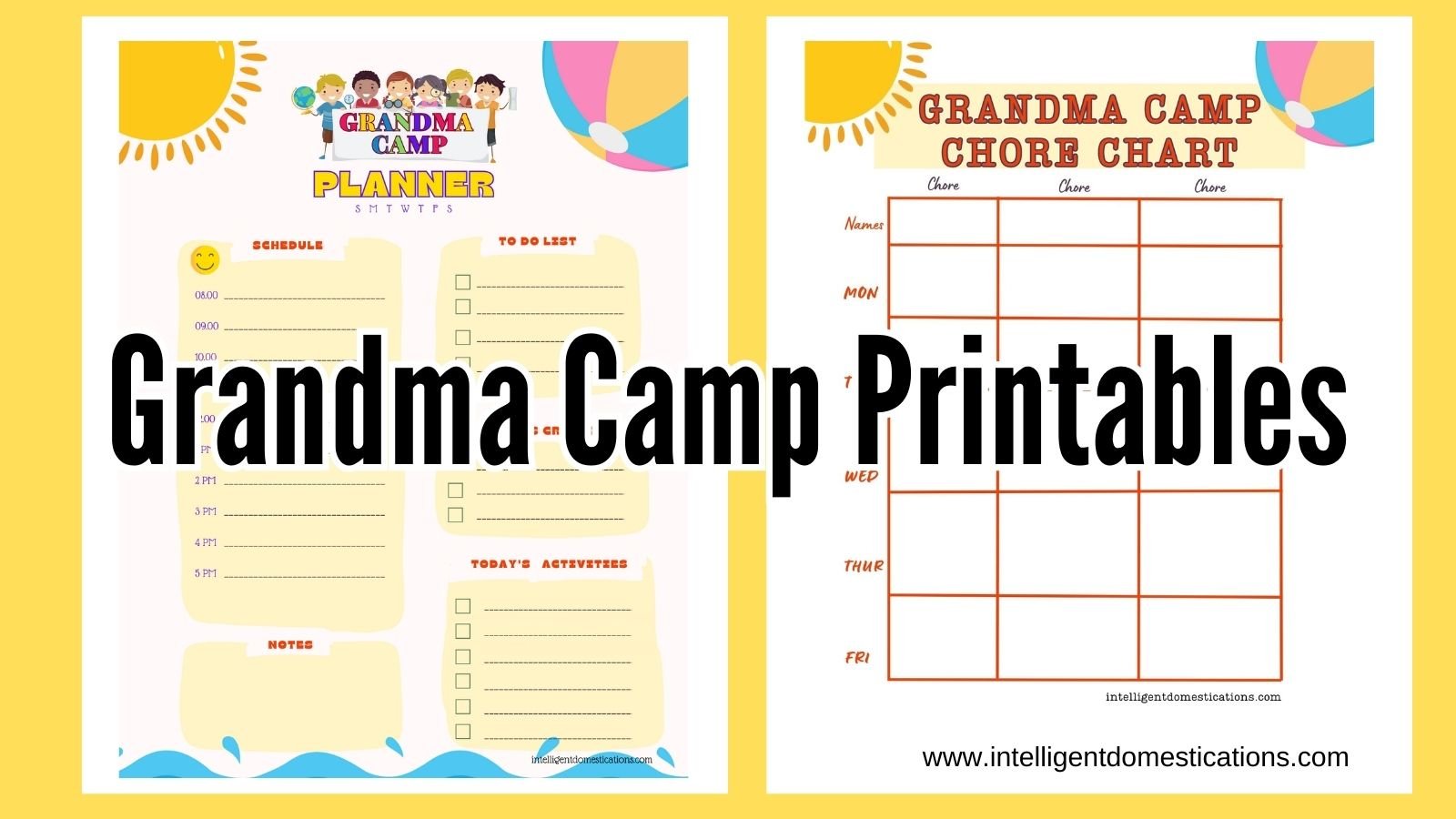 Grandma Camp Schedule & Chore Chart Printable - Intelligent Domestications